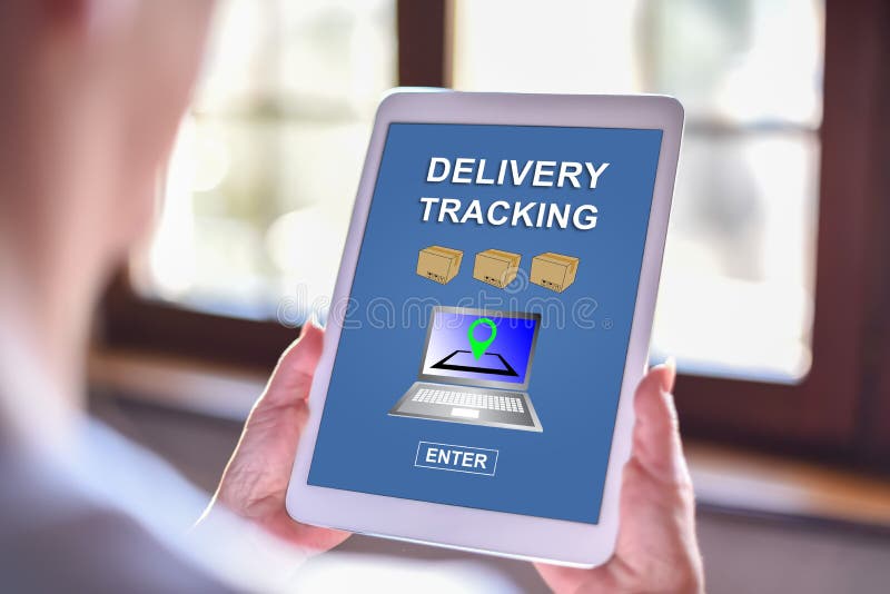Delivery Tracking Concept on a Tablet Stock Photo - Image of concept ...