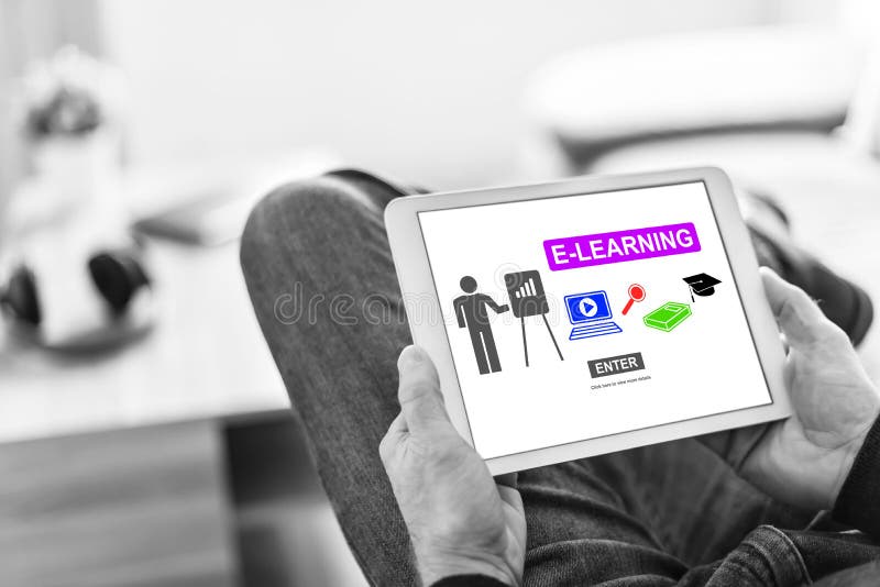 E-learning Concept on a Tablet Stock Photo - Image of communication ...