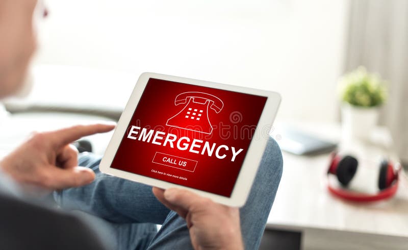 Emergency Concept on a Tablet Stock Image - Image of help, police ...