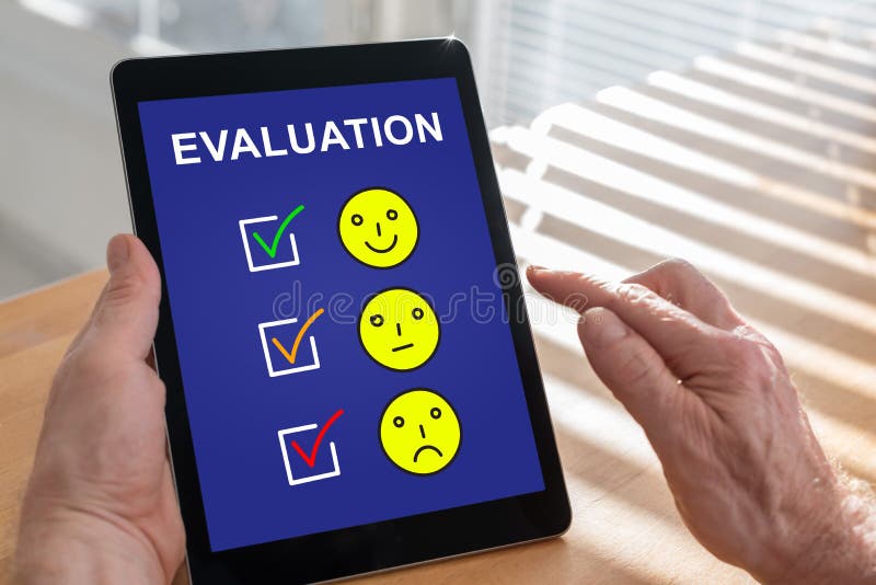 Evaluation Concept on a Tablet Stock Photo - Image of mark, smiley ...
