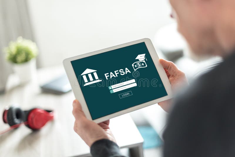 Fafsa concept on a tablet stock image. Image of education - 323993651