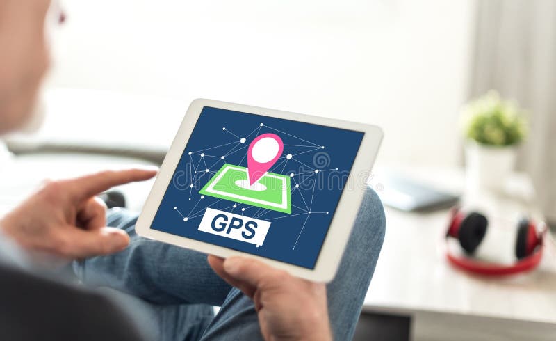 Gps concept on a tablet stock photo. Image of destination - 138643130