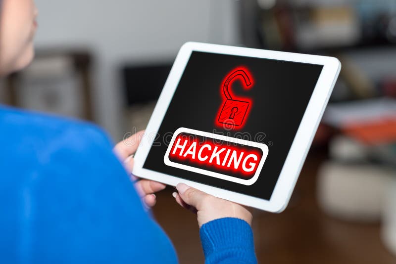 Hacking Concept on a Tablet Stock Image - Image of hacker, encryption ...