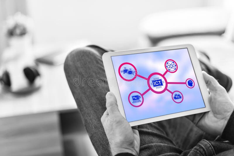 Ict concept on a tablet stock photo. Image of online - 229743034