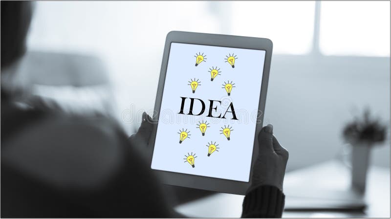 Idea concept on a tablet stock image. Image of thinking - 277086559