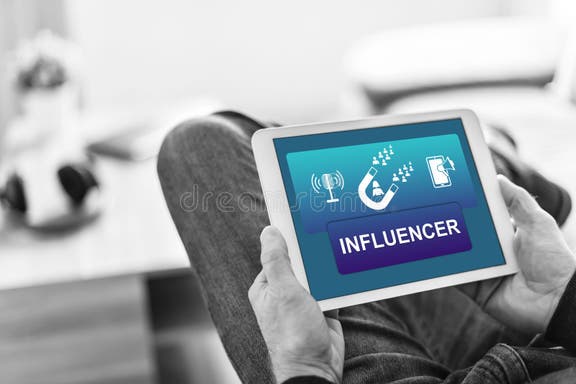 Influencer Concept on a Tablet Stock Photo - Image of social ...