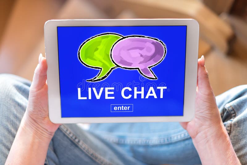 Live Chat Concept on a Tablet Stock Photo - Image of online, bubble ...