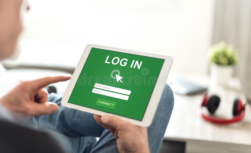 Login concept on a tablet stock photo. Image of digital - 138642964