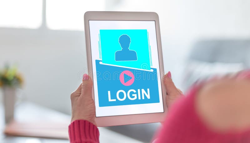 Login concept on a tablet stock photo. Image of sign - 187060250