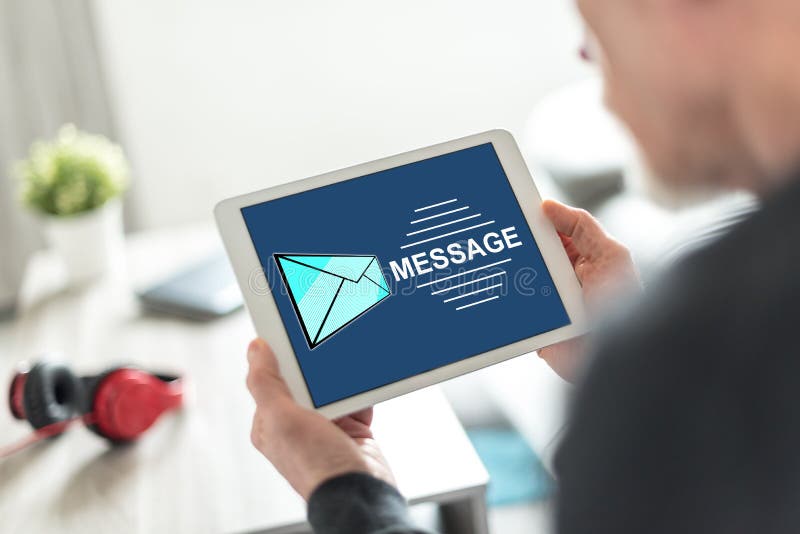 Message Concept on a Tablet Stock Image - Image of information, email ...