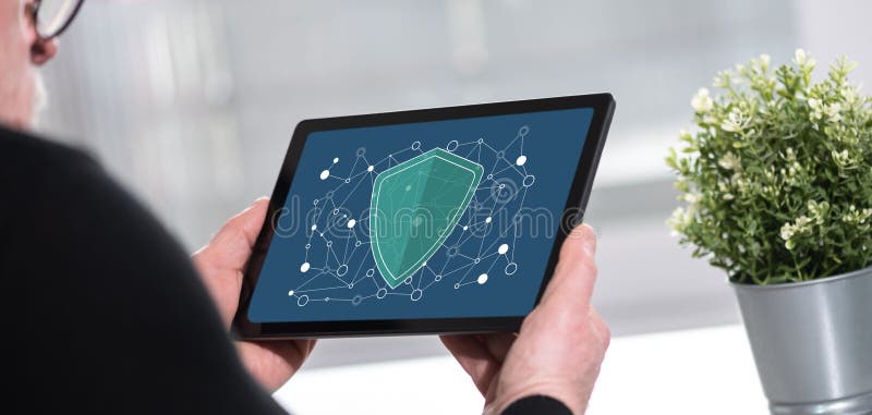 Network Safety Concept on a Tablet Stock Image - Image of safety ...