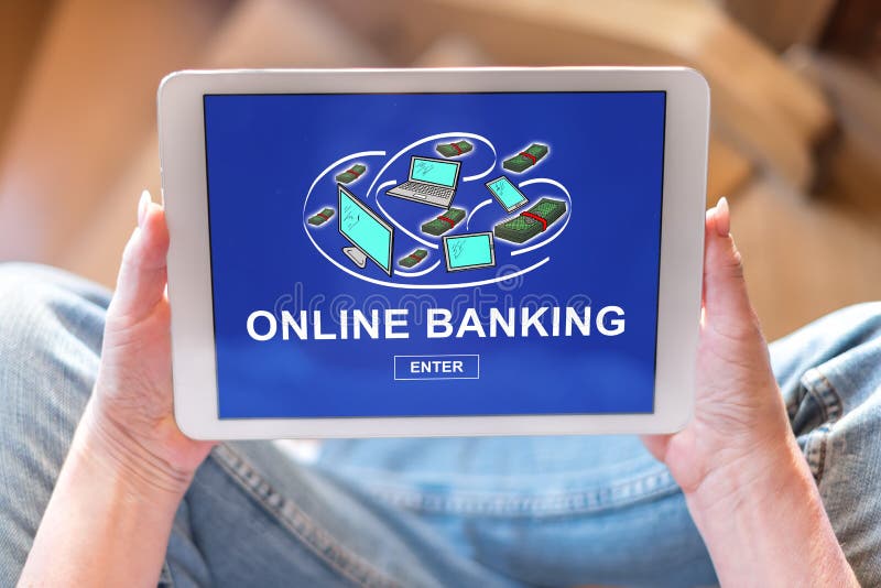 Online Banking Concept on a Tablet Stock Image - Image of economy ...