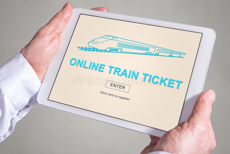Online Train Ticket Concept on a Tablet Stock Image - Image of railway ...