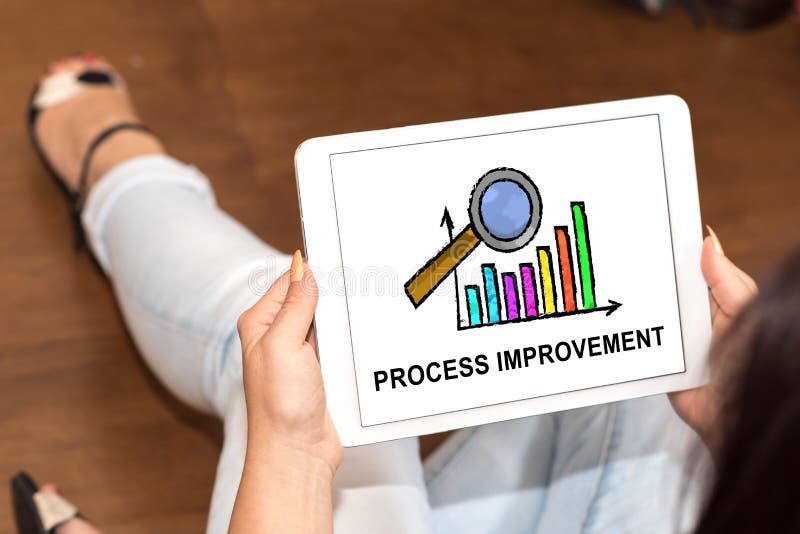Process Improvement Concept on a Tablet Stock Image - Image of plan ...