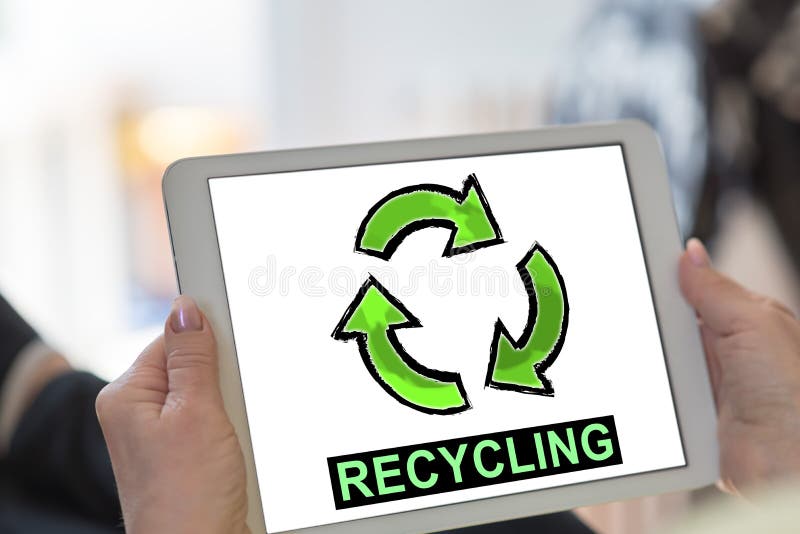 Recycling Concept on a Tablet Stock Image - Image of sign, waste: 141944009