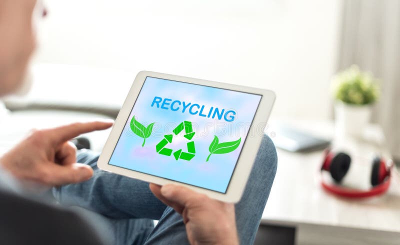 Recycling Concept on a Tablet Stock Image - Image of concept, green ...