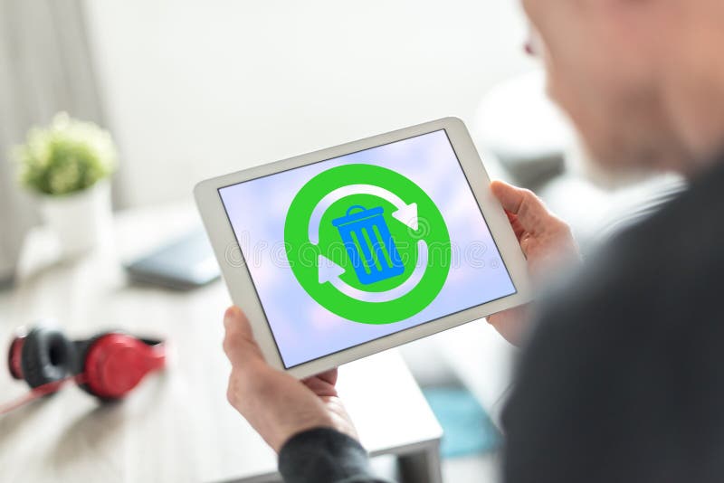 Recycling Concept on a Tablet Stock Image - Image of reduce, container ...
