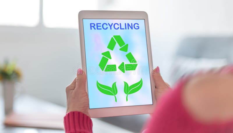 Recycling Concept on a Tablet Stock Image - Image of application ...