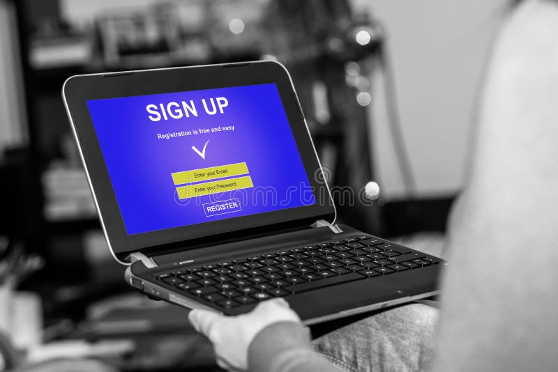 Sign Up Concept on a Tablet Stock Photo - Image of user, enter: 130167088