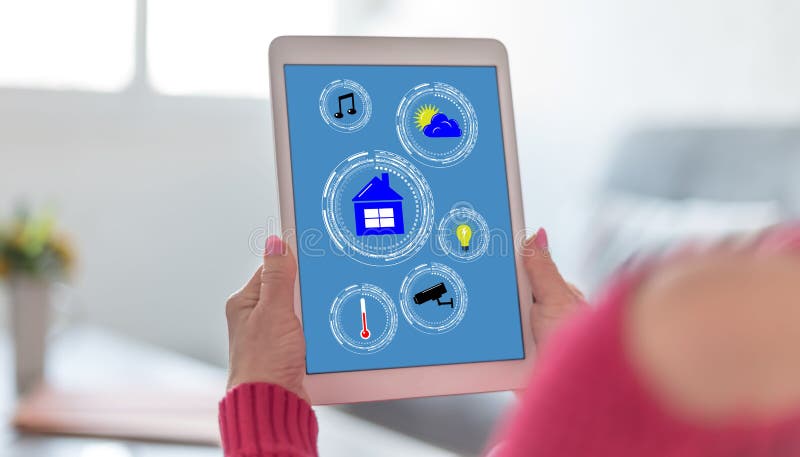 Smart Home Automation Concept on a Tablet Stock Photo - Image of ...