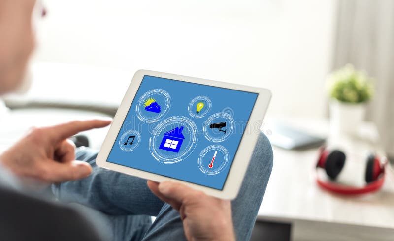 Smart Home Automation Concept on a Tablet Stock Image - Image of ...