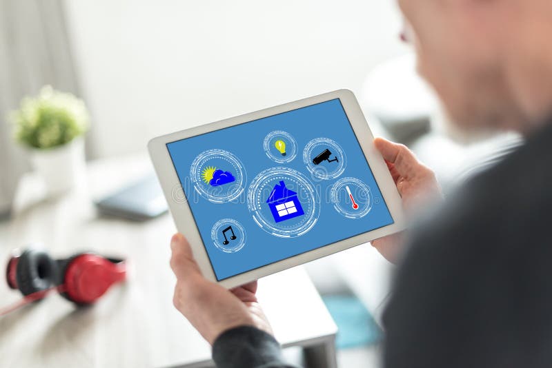 Smart Home Automation Concept on a Tablet Stock Image - Image of ...