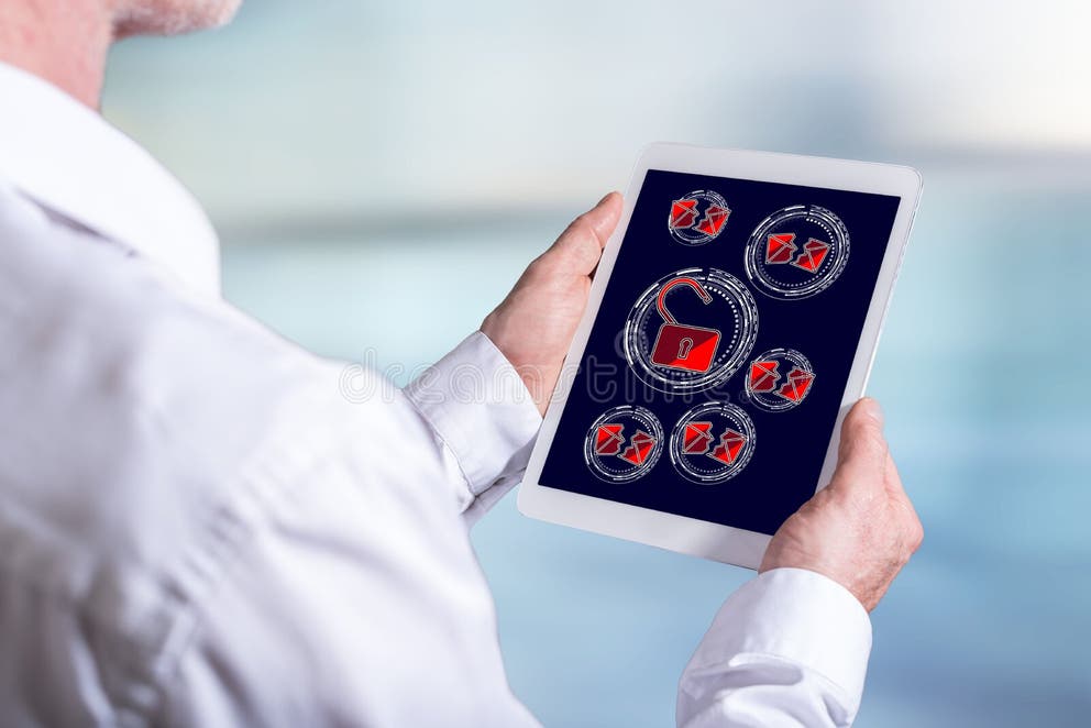 Spam concept on a tablet stock image. Image of message - 156018659