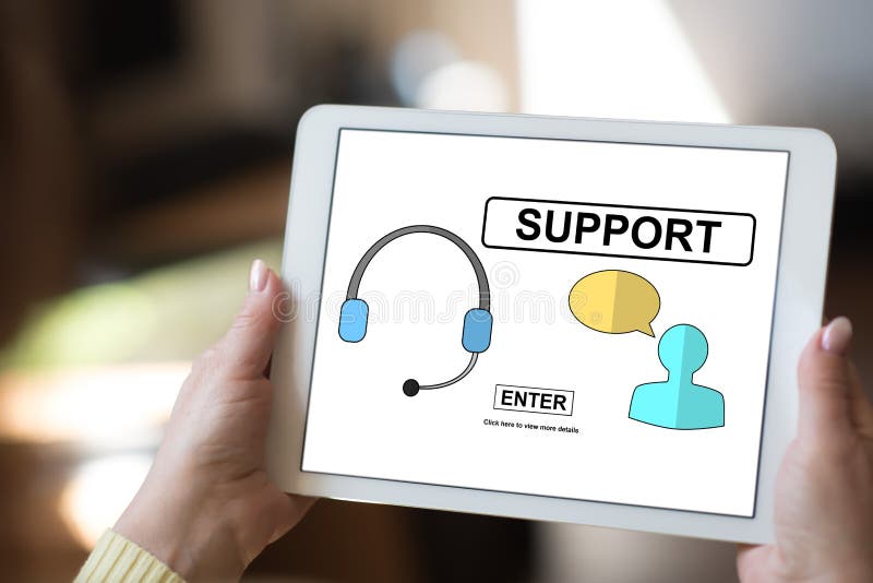 Support Concept on a Tablet Stock Illustration - Illustration of time ...