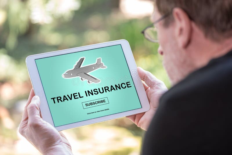 Travel Insurance Concept on a Tablet Stock Photo - Image of plane ...