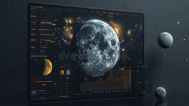 A Tablet Screen Displays a Detailed Visual Representation of the Moon ...