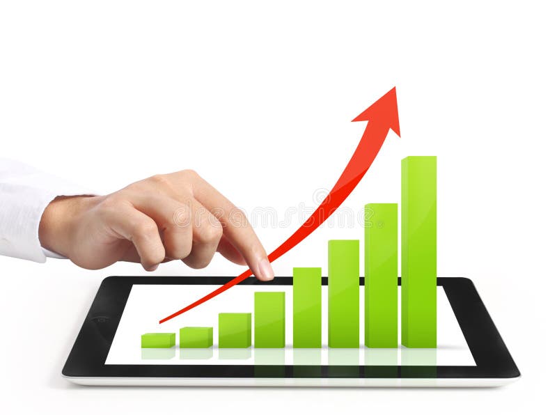 Tablet Screen with Graph and Hand Stock Image - Image of benefits ...