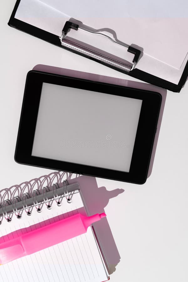 Tablet Screen with Important Ideas on it and Note Sticked on it on Desk ...