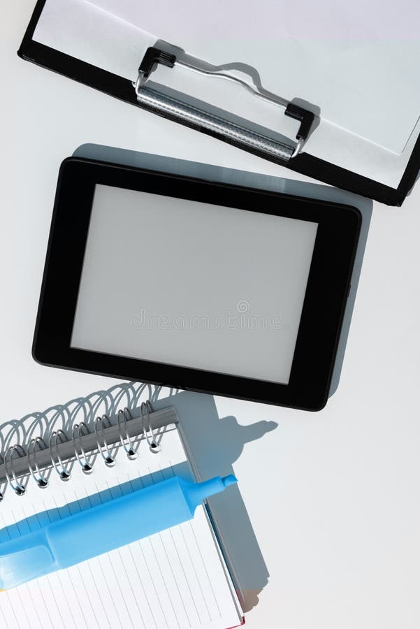 Tablet Screen with Important Ideas on it and Note Sticked on it on Desk ...