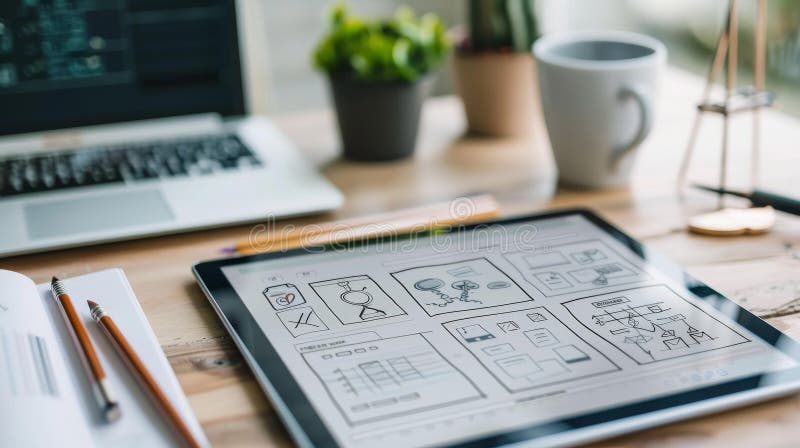 Tablet Screen Mockup Showcasing a Digital Sketching App, Ai Generated ...