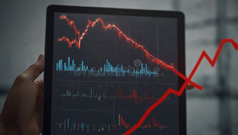 On Tablet Screen, Several Graphs Show the Economic Indicators of the ...