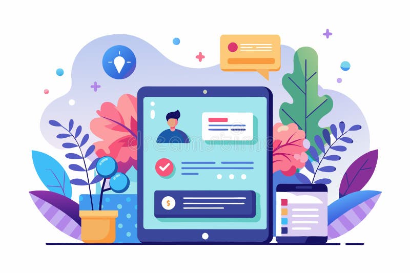 A Tablet Screen Shows a Customizable Login Interface with User Details ...