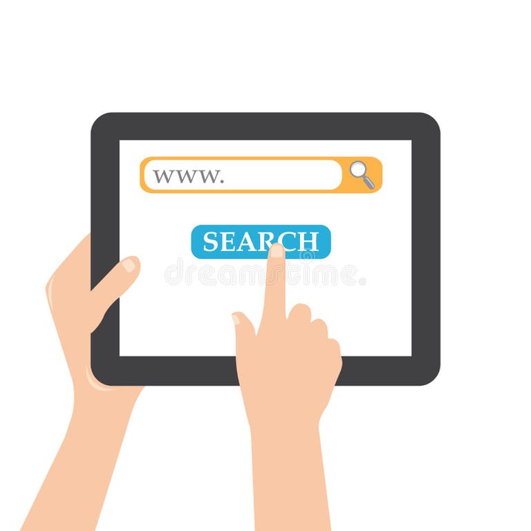 Tablet with search engine stock vector. Illustration of computer - 44278146