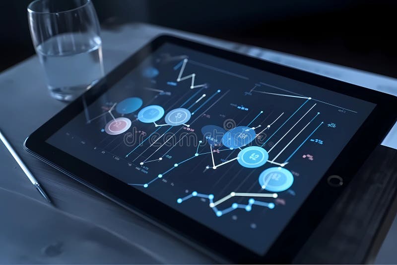 Tablet Showcase of Blockchain Charts, Financial Ratings, and the ...