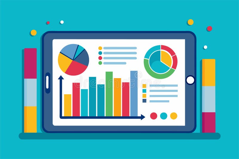 A Tablet Showcases Vibrant Graphs and Statistics, Illustrating Data ...