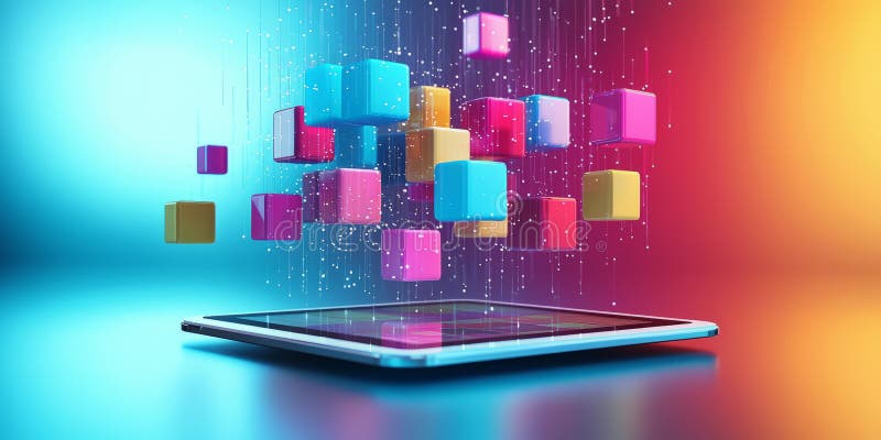 A Tablet Showing 3D Learning Modules Hovering in the Air, Representing ...