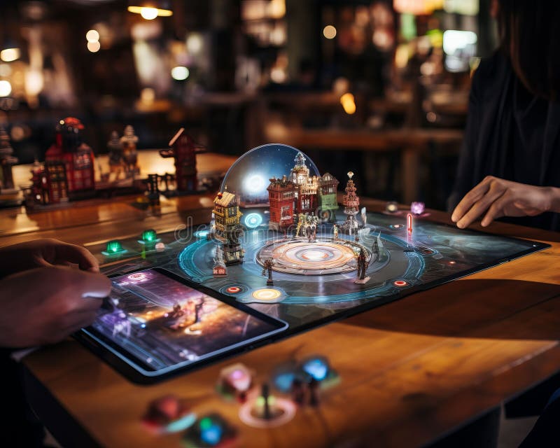 A Tablet Showing Game Pieces with an in Game Map of Two Different Games ...