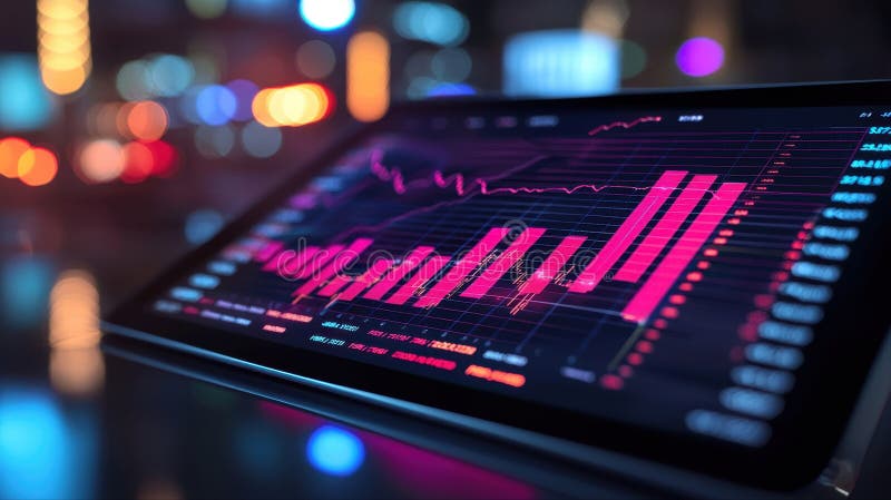Tablet Showing a Graph Representation of Data Trends and Analysis for ...