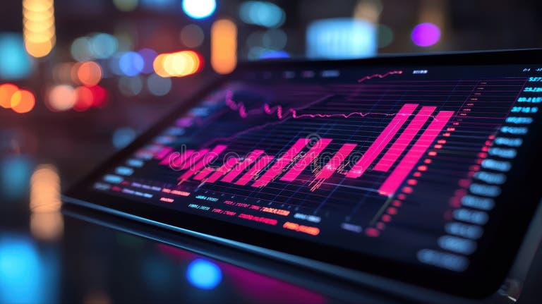 Tablet Showing a Graph Representation of Data Trends and Analysis for ...