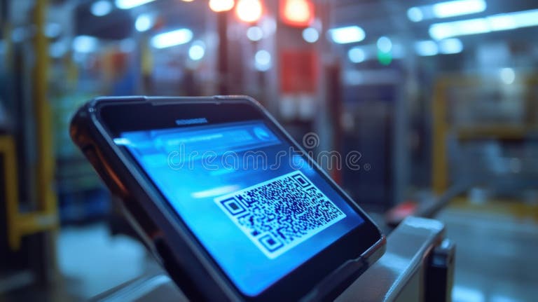 Tablet Showing Qr Code for Access Control in Industrial Building Stock ...