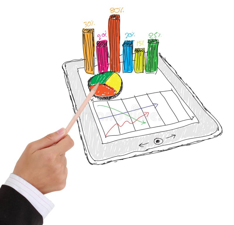Tablet Showing a Spreadsheet with Charts Stock Illustration ...