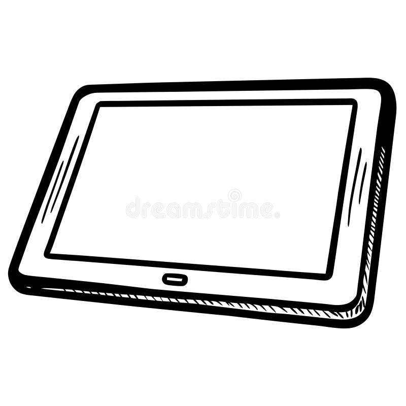 A Tablet is Shown in a Black and White Drawing Stock Photo ...