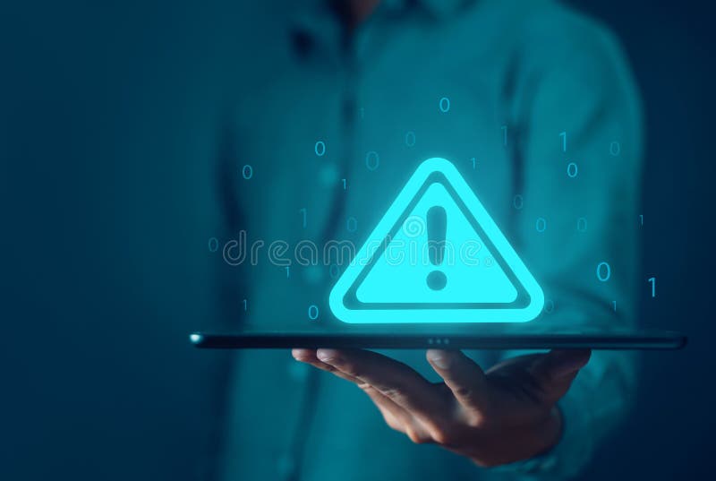Tablet Shows a Warning Sign of System Failure. Concept Notification a ...