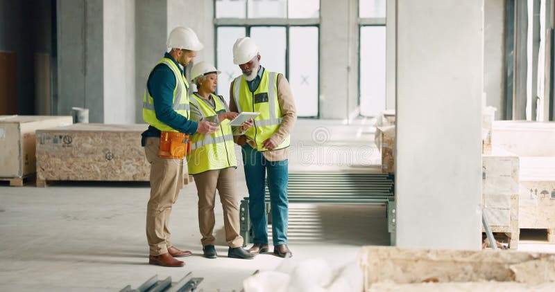 Tablet, Site and Engineering Team Working on Construction, Logistic and ...