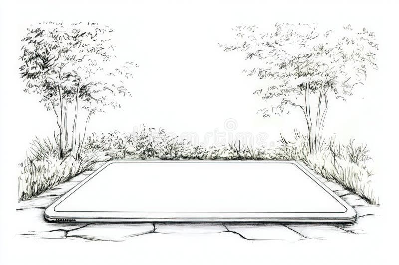 Tablet Sketch: a Contemporary Depiction of a Tablet, Highlighting Its ...