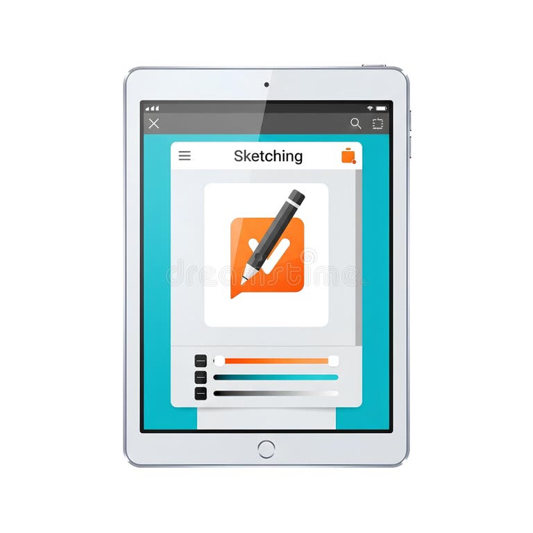 Tablet with Sketching App Interface Stock Illustration - Illustration ...